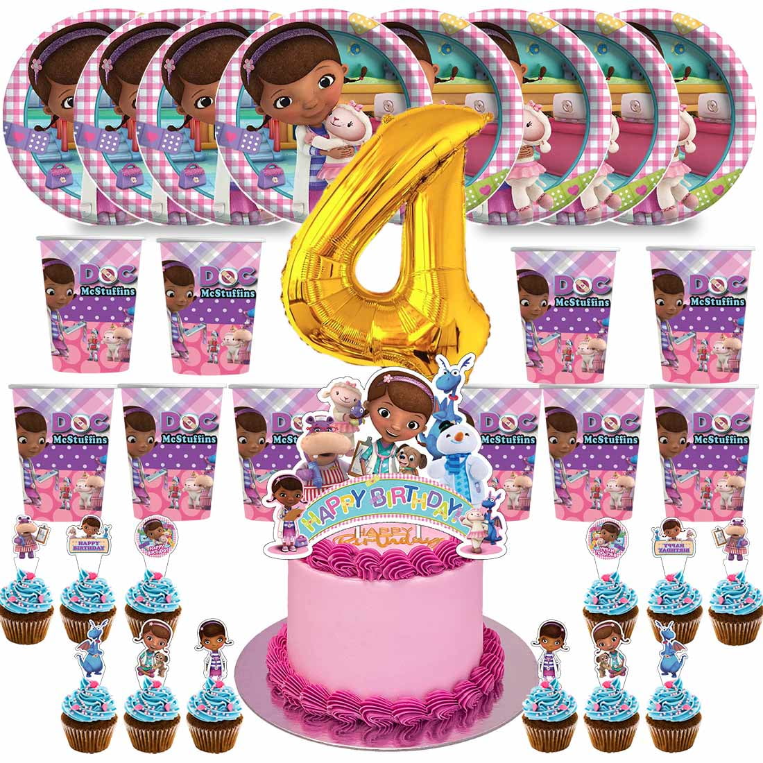 Doc Mcstuffins Birthday 4th Cups Party Supplies Plates Fans Decorations ...