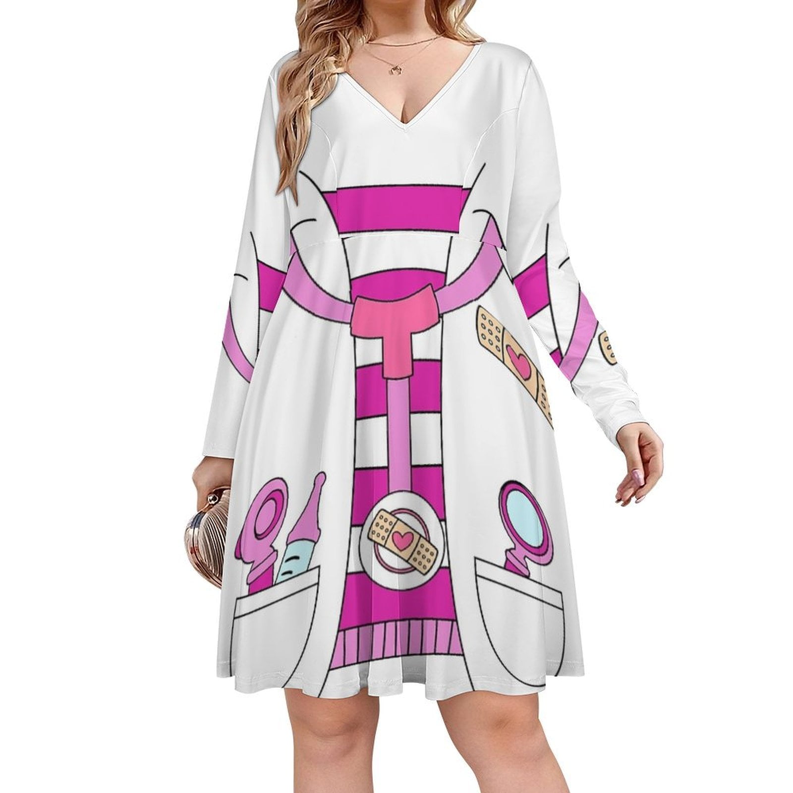 Doc Mcstuffins Costume Long Sleeve Dresses For Women Vintage Elegant Party Dress Oversized V ...