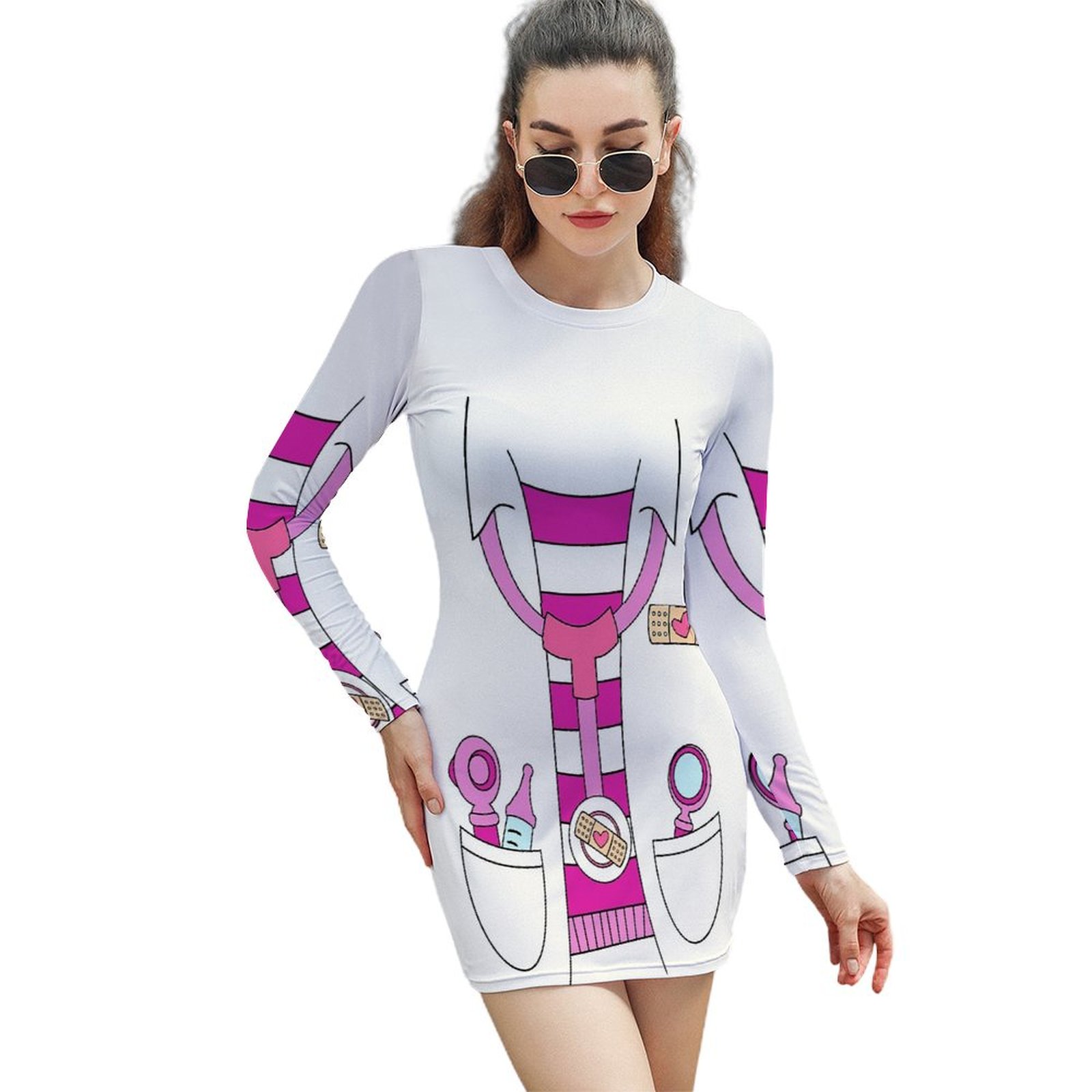 Doc Mcstuffins Costume Women's Long Sleeve Bodycon Dress Soft Stretchy ...
