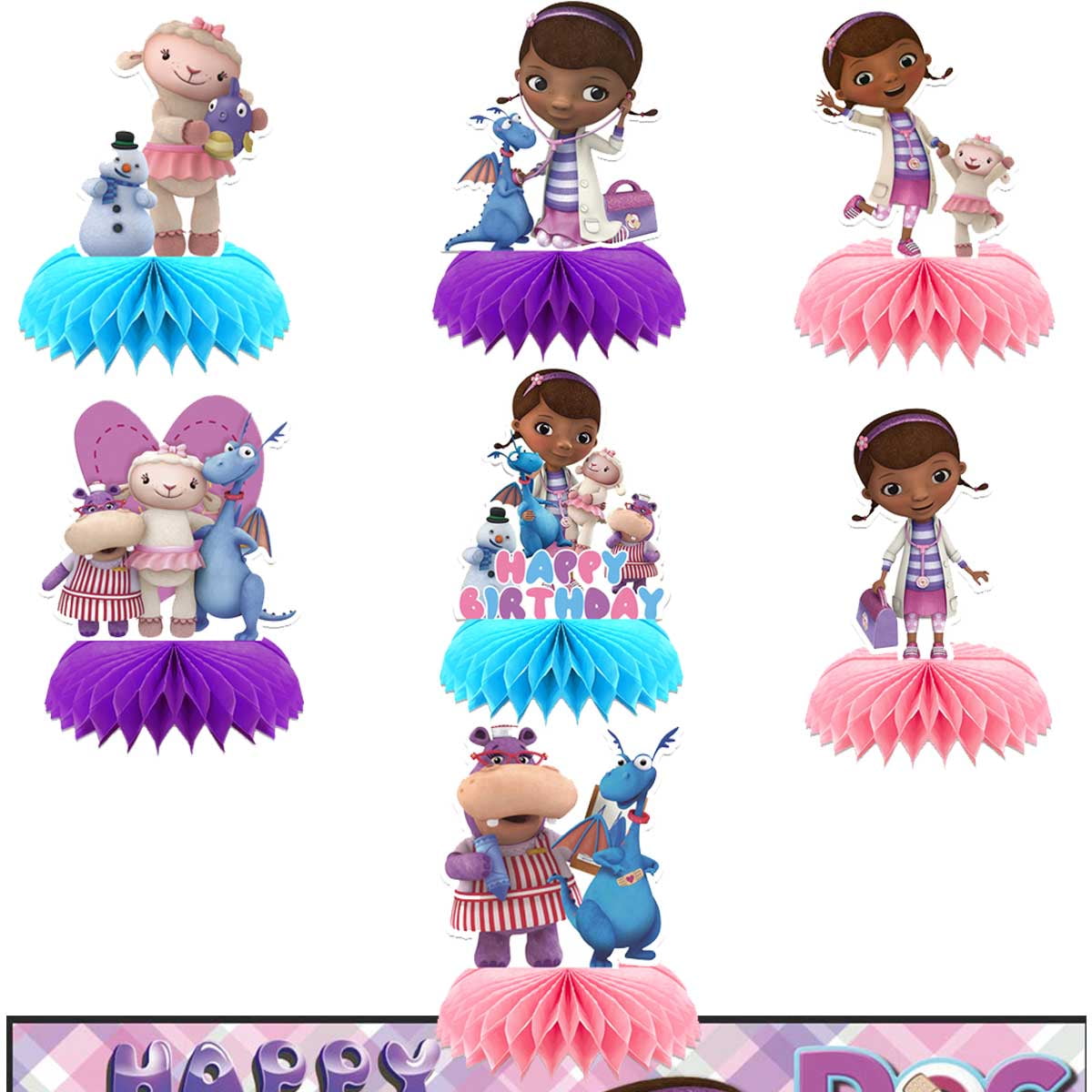 Doc Mcstuffins Honeycomb Centerpieces Table Toppers Decorations for ...