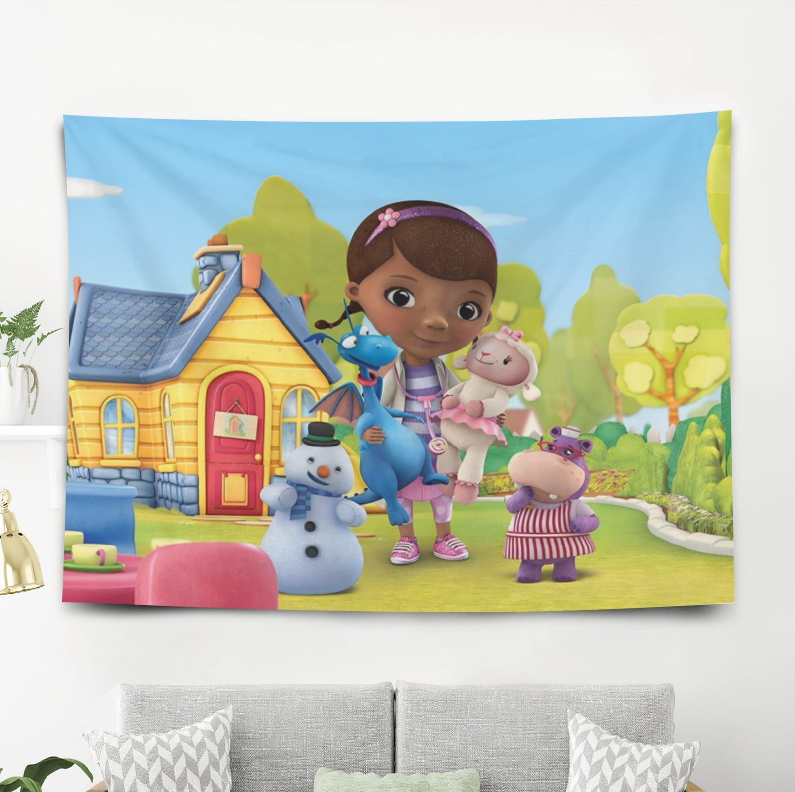 Doc Mcstuffins Tapestry Gift Wall Hanging Backdrop for Room Bedroom ...