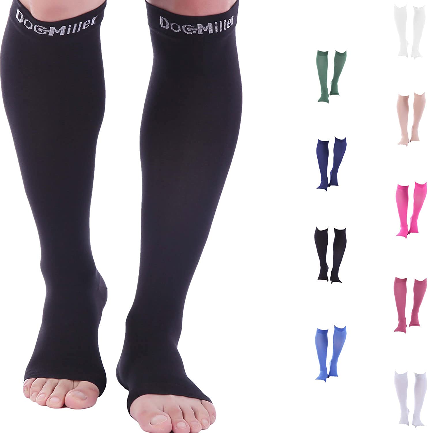 Doc Miller Open Toe Compression Socks 1 Pair 20-30mmHg Support ...