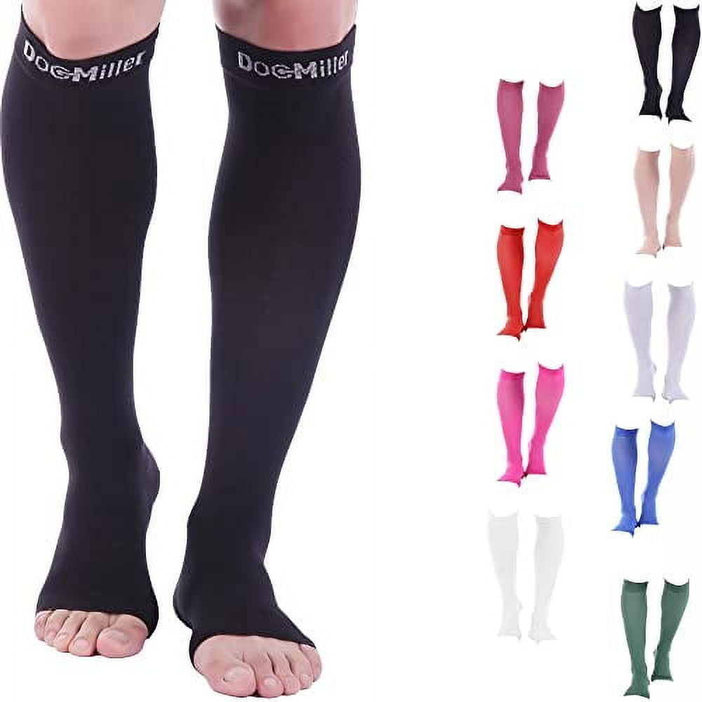 Doc Miller Open Toe Compression Socks, 15-20 mmHg, Toeless Compression ...