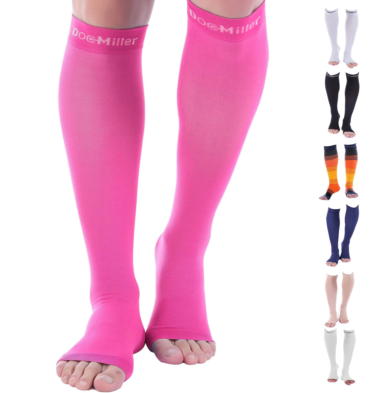 Doc Miller, Open Toe Compression Socks, 8-15 mmHg, Toeless, Support ...