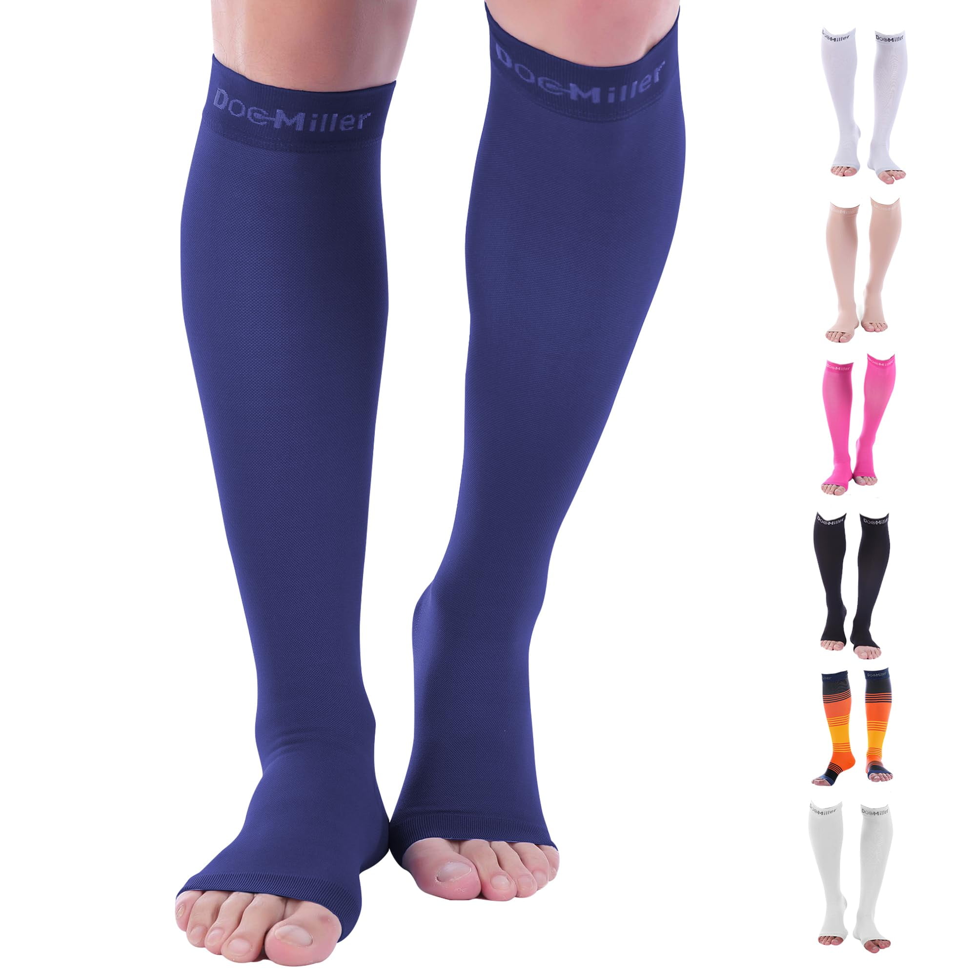 Doc Miller Open Toe Compression Socks for Women 8-15 mmHg Compression ...