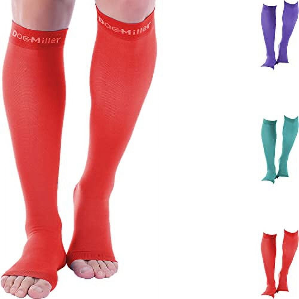 Doc Miller Open Toe Compression Socks Women and Men, 20-30 mmHg Toeless ...