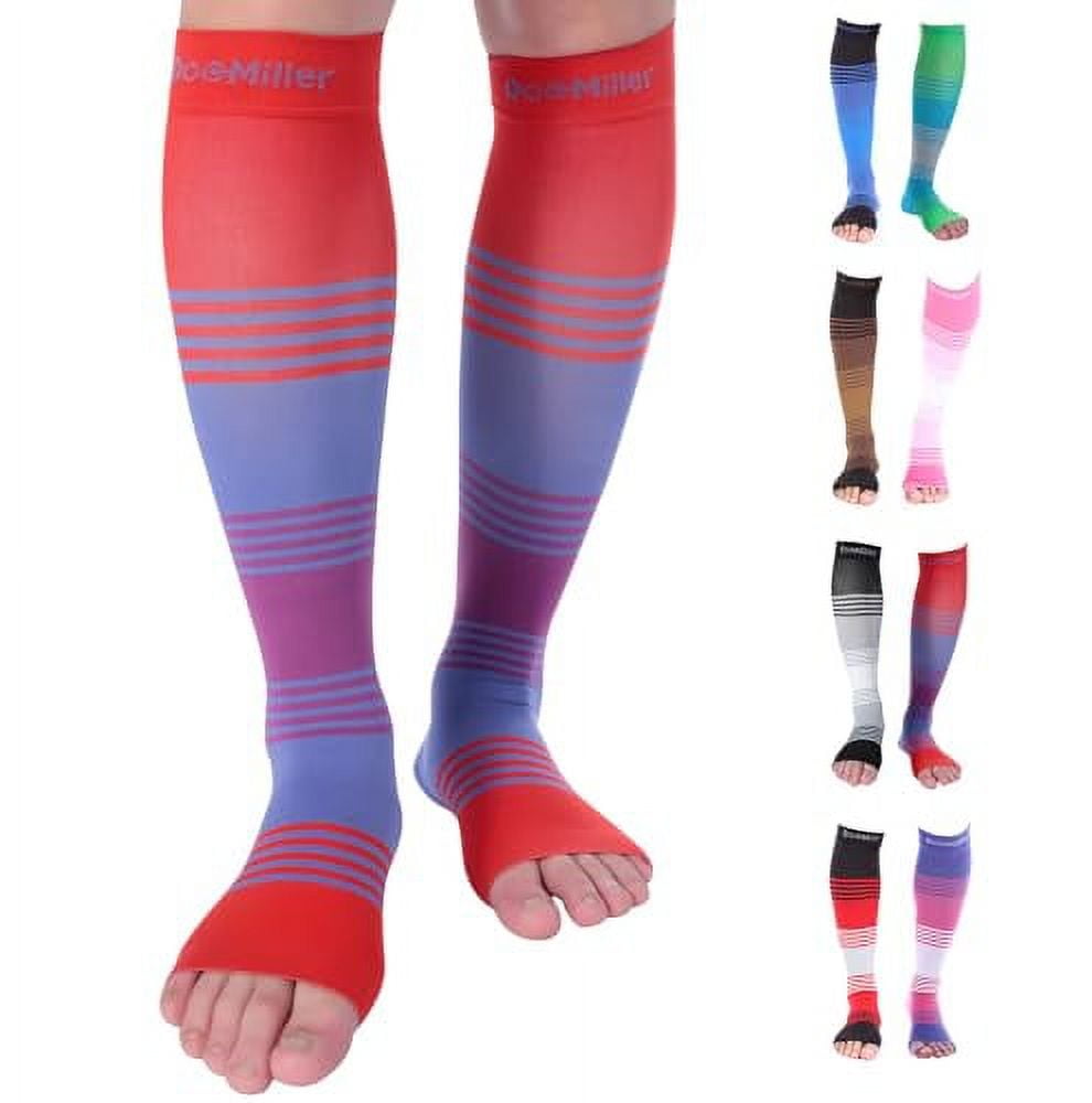 Doc Miller Open Toe Compression Socks Women and Men 20-30mmHg, Toeless ...