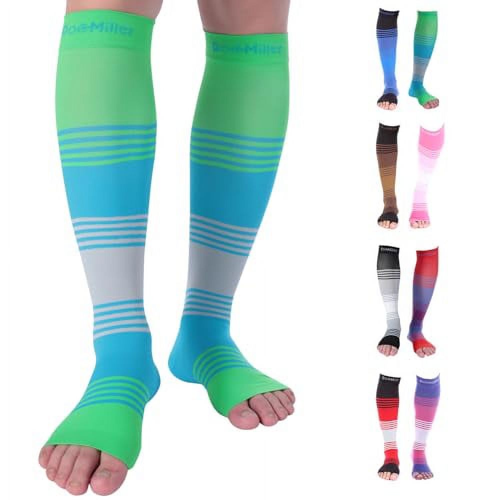 Doc Miller Open Toe Compression Socks Women and Men 20-30mmHg, Toeless ...