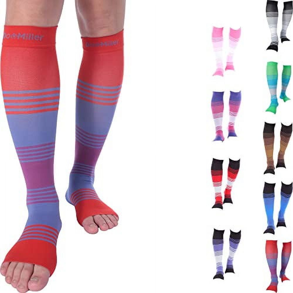 Doc Miller Open Toe Compression Socks Women and Men 20-30mmHg, Toeless ...