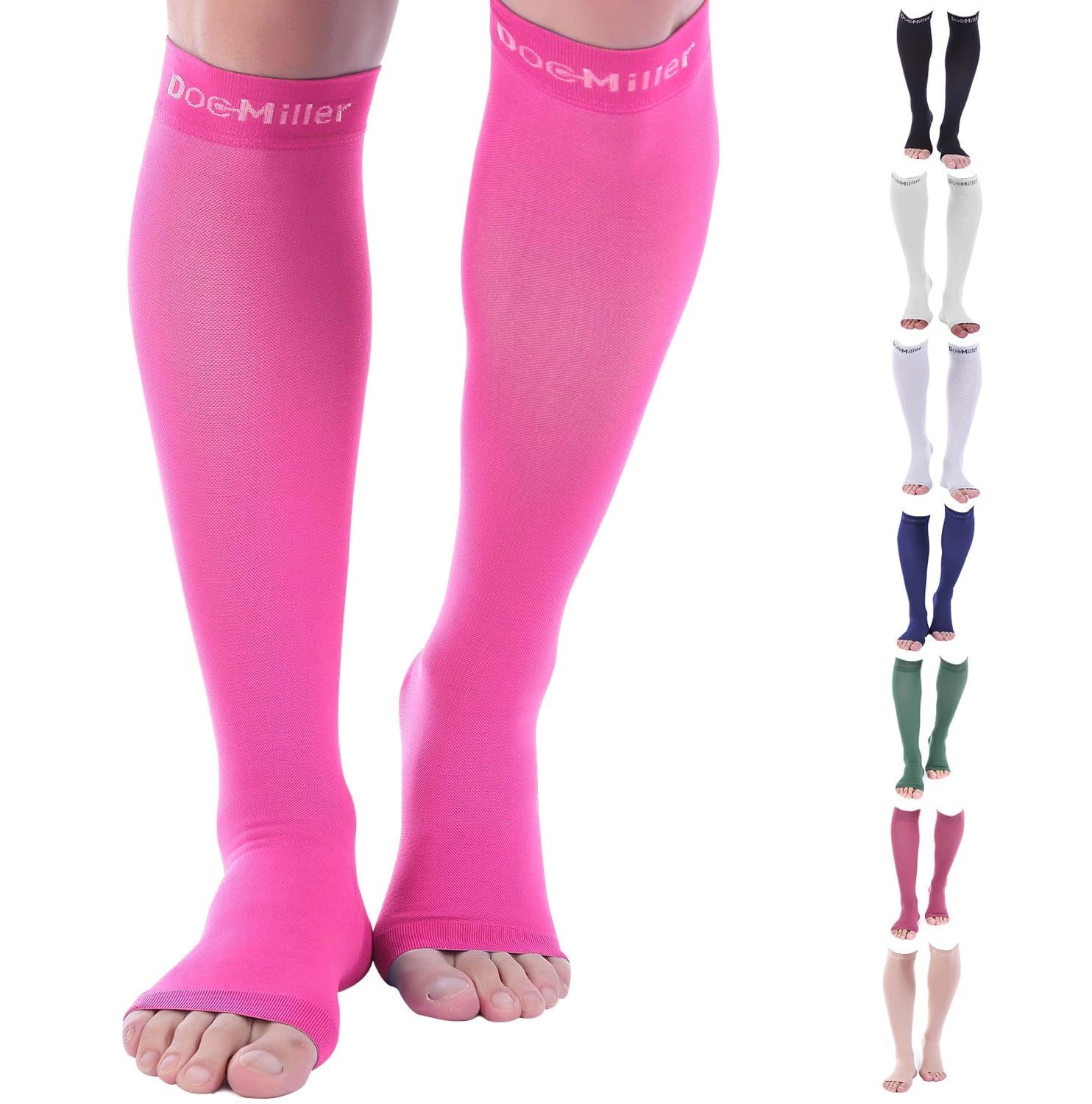 Doc Miller Open Toe Compression Socks for Men and Women, 15-20 mmHg ...