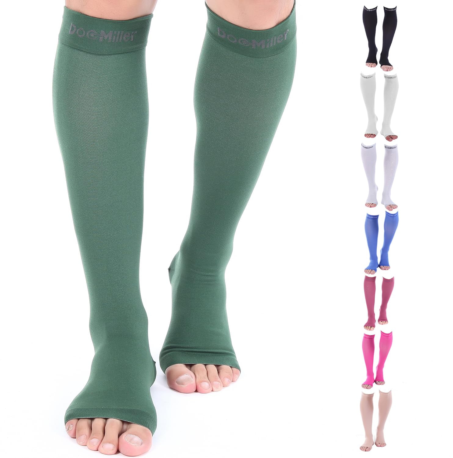 Doc Miller Open Toe Compression Socks for Tall Men and Women, 15-20 ...