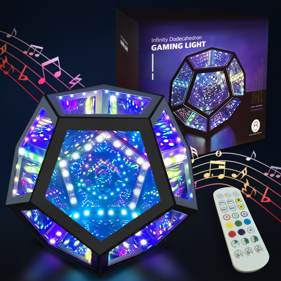 Docgari Infinity Mirror Light - LED Dodecahedron Lamp for USB Powered ...