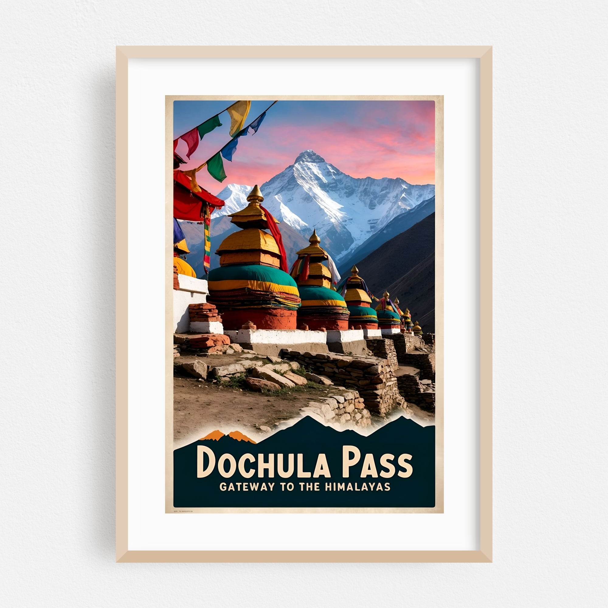 Dochula Pass Poster: Gateway to the Himalayas - Dochula Thimphu Bhutan Illustration Travel ...