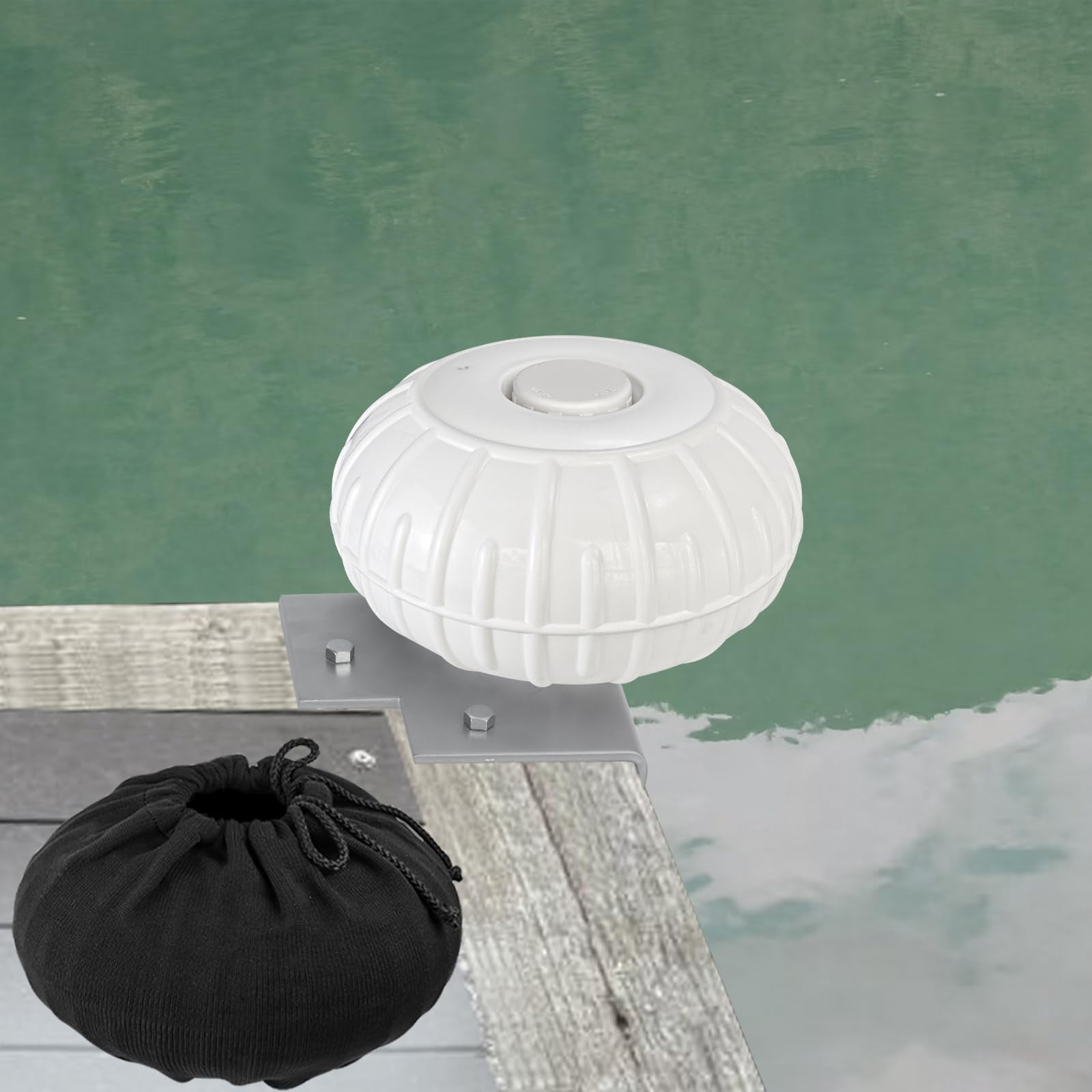 Dock Bumper Wheel Corner Mount Boat Bumper Fender White Wheel + Black ...