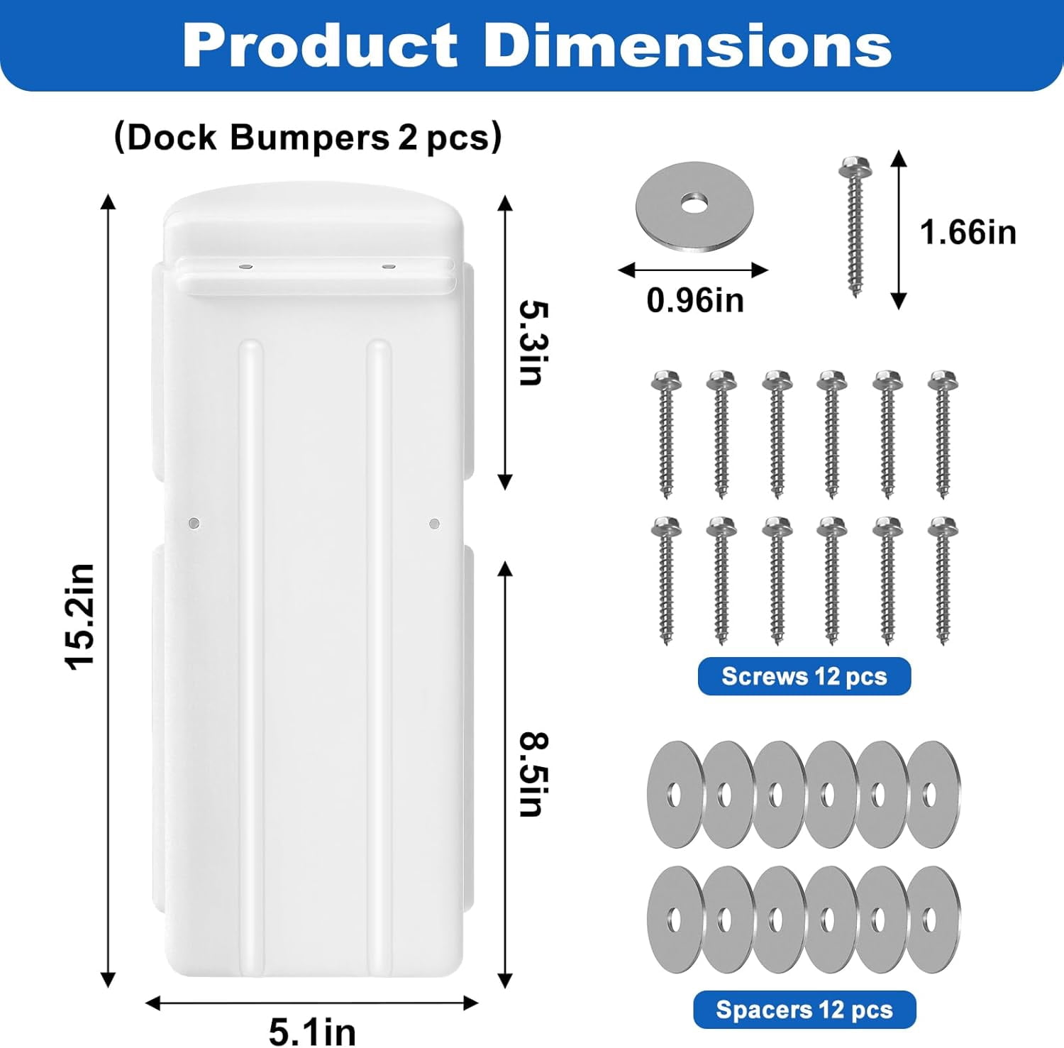 Dock Bumpers, Boat Dock Bumper for Edge & Side, Marine-Grade PVC ...