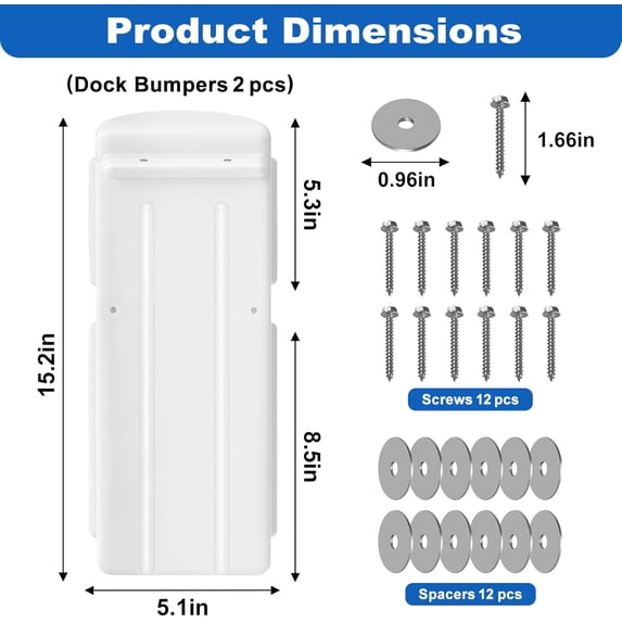 Dock Bumpers, Boat Dock Bumper for Edge & Side, Marine-Grade PVC ...