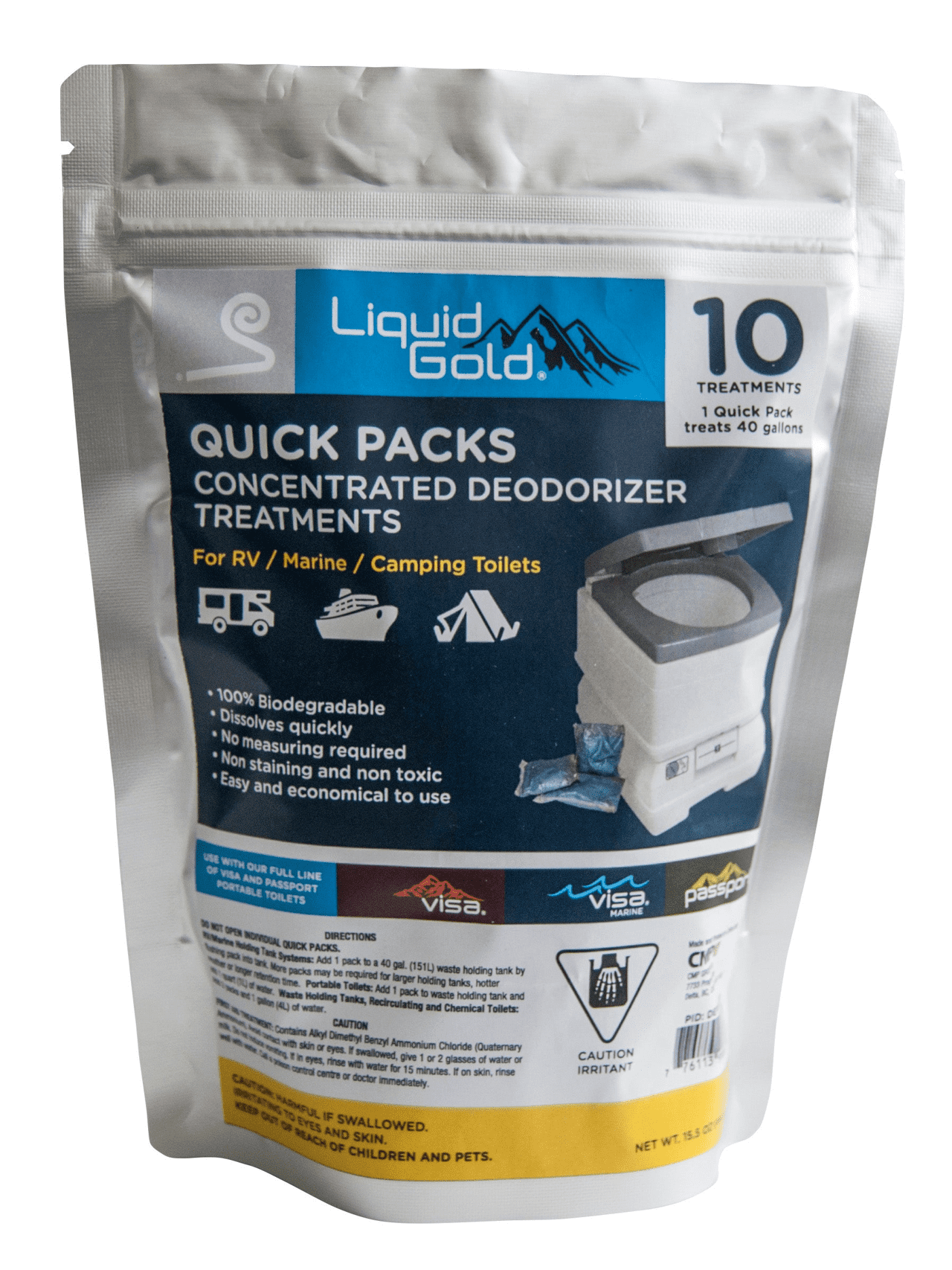 Dock Edge DEFS440B Liquid Gold Concentrated Deodorizer Quick Packs, 10 ...