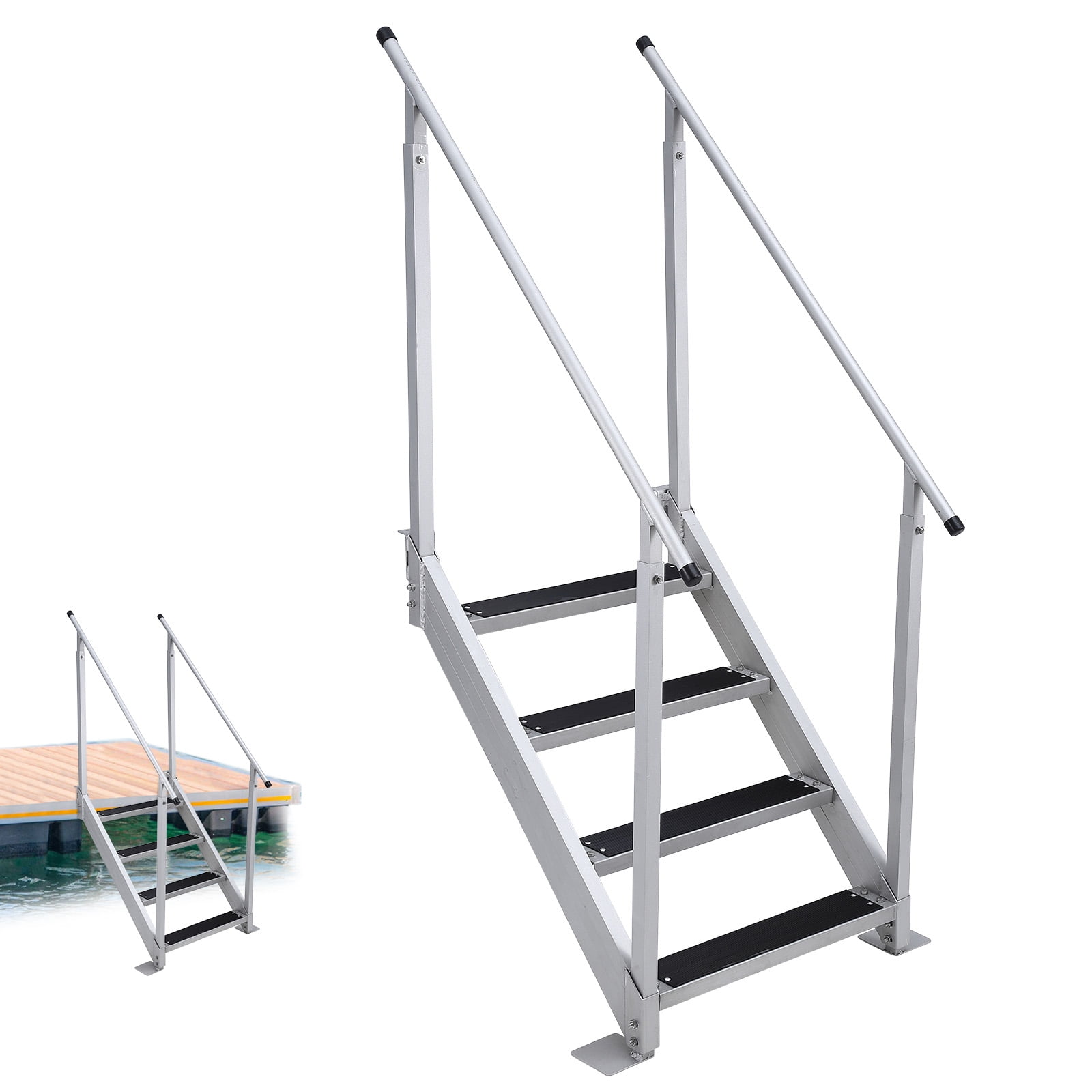 Dock Ladder 4 Steps, 500lbs Load Pool Steps, Adjustable Height Aluminum ...