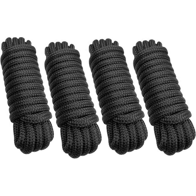 Dock Lines 4 Pack 5/8" x 15' Double Braided Nylon Boat Dock Lines with 15" Eyelet, Marine-Grade ...