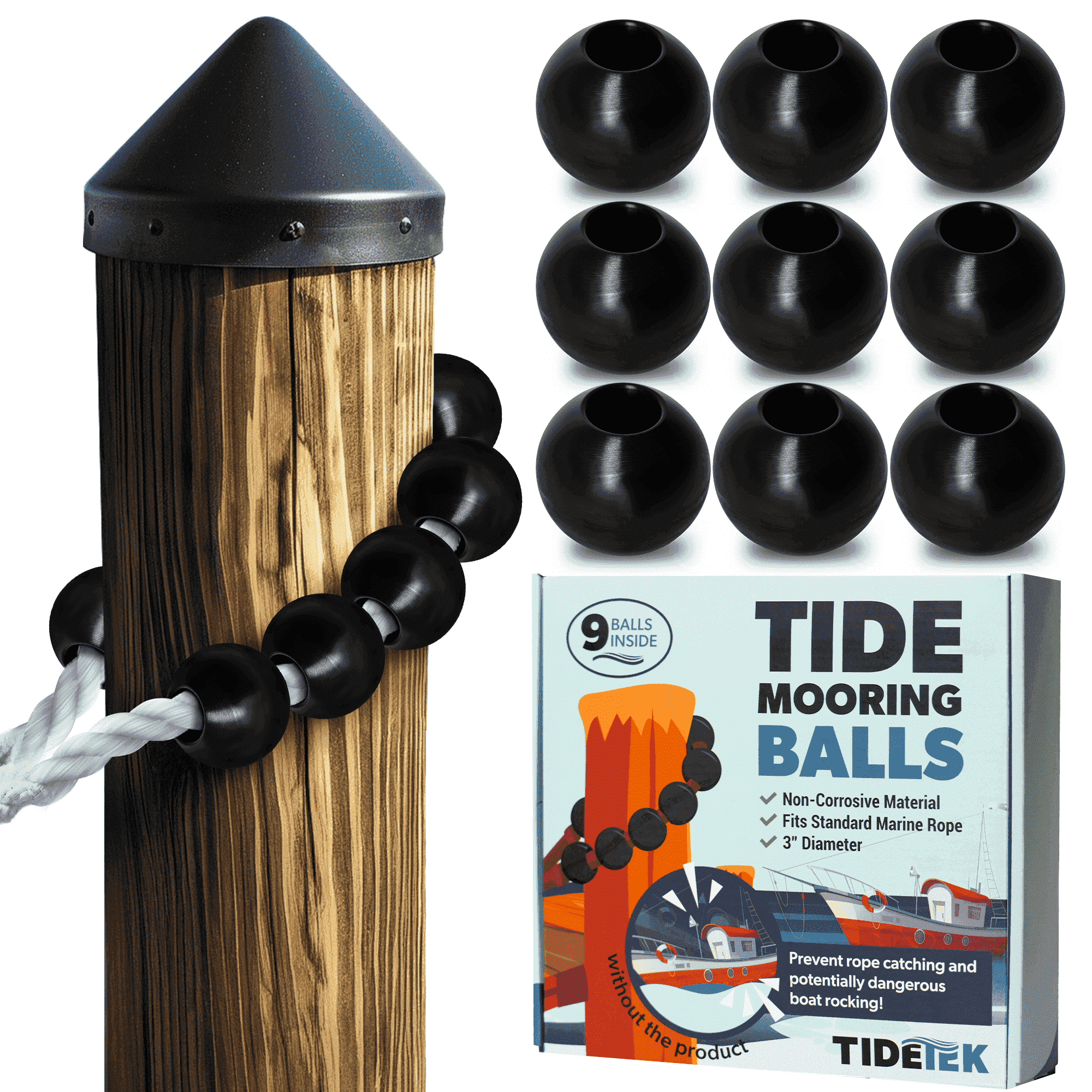 Tidetek Dock Mooring Balls for Boats, Prevent Dock Lines from Catching ...