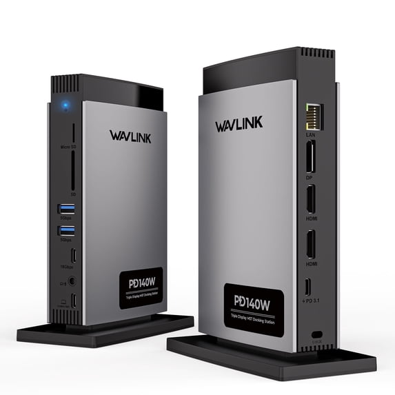 Dock Station 140W charge USB Dock with 8K HDMI/DisplayPort, RJ45 ...