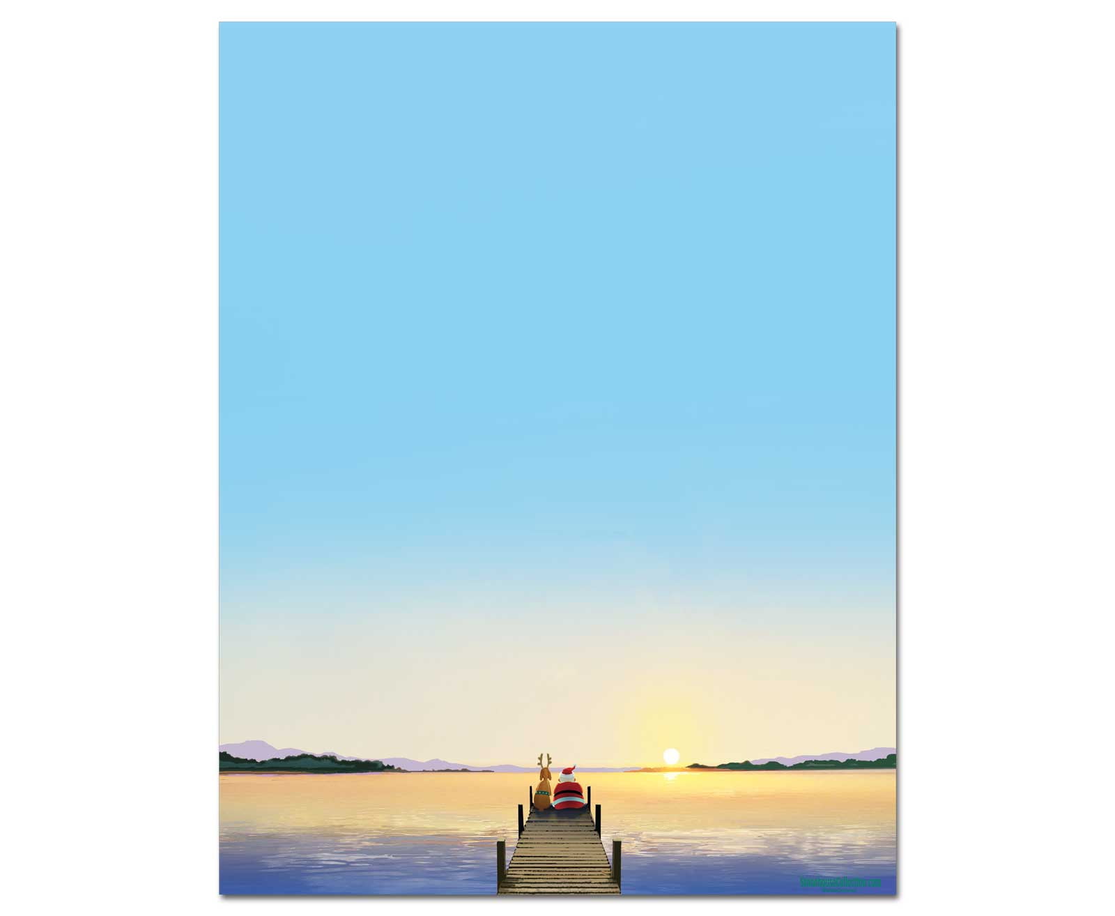 Dock Sunset Christmas Letterhead Stationery - 60 Paper Sheets Per ...