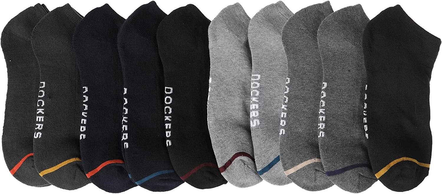 Dockers Men's Athletic Low-Cut Socks, 10-Pack, Cushioned, Breathable, Machine Washable, Size 10 ...