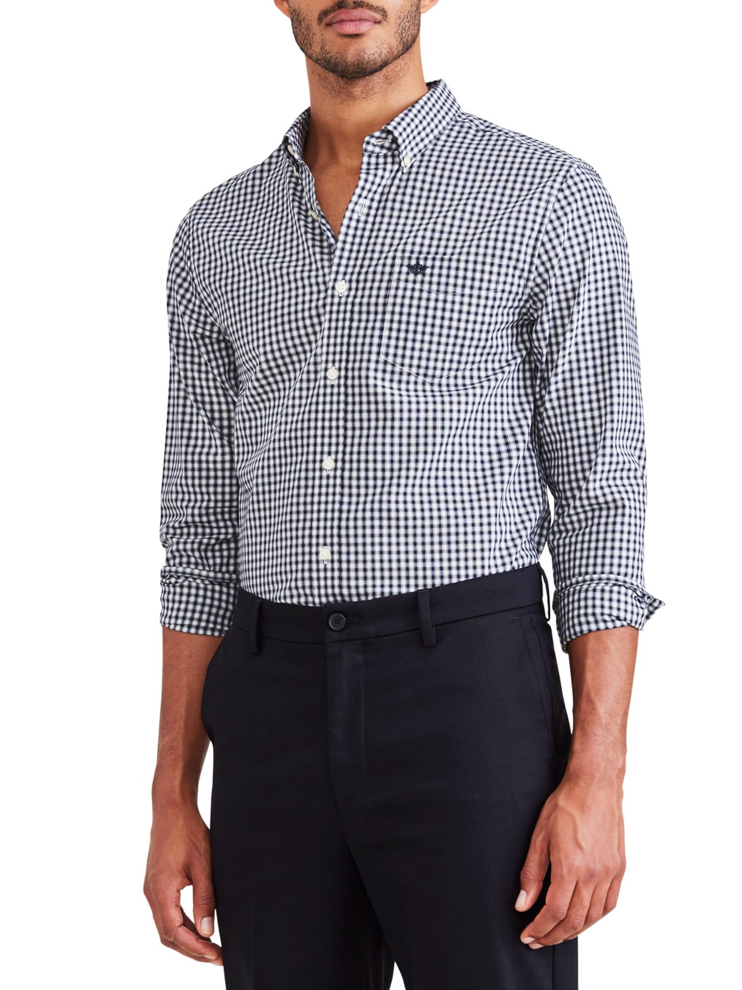 Dockers Men's Classic Fit Stain Defender Button Down Shirt with Long ...