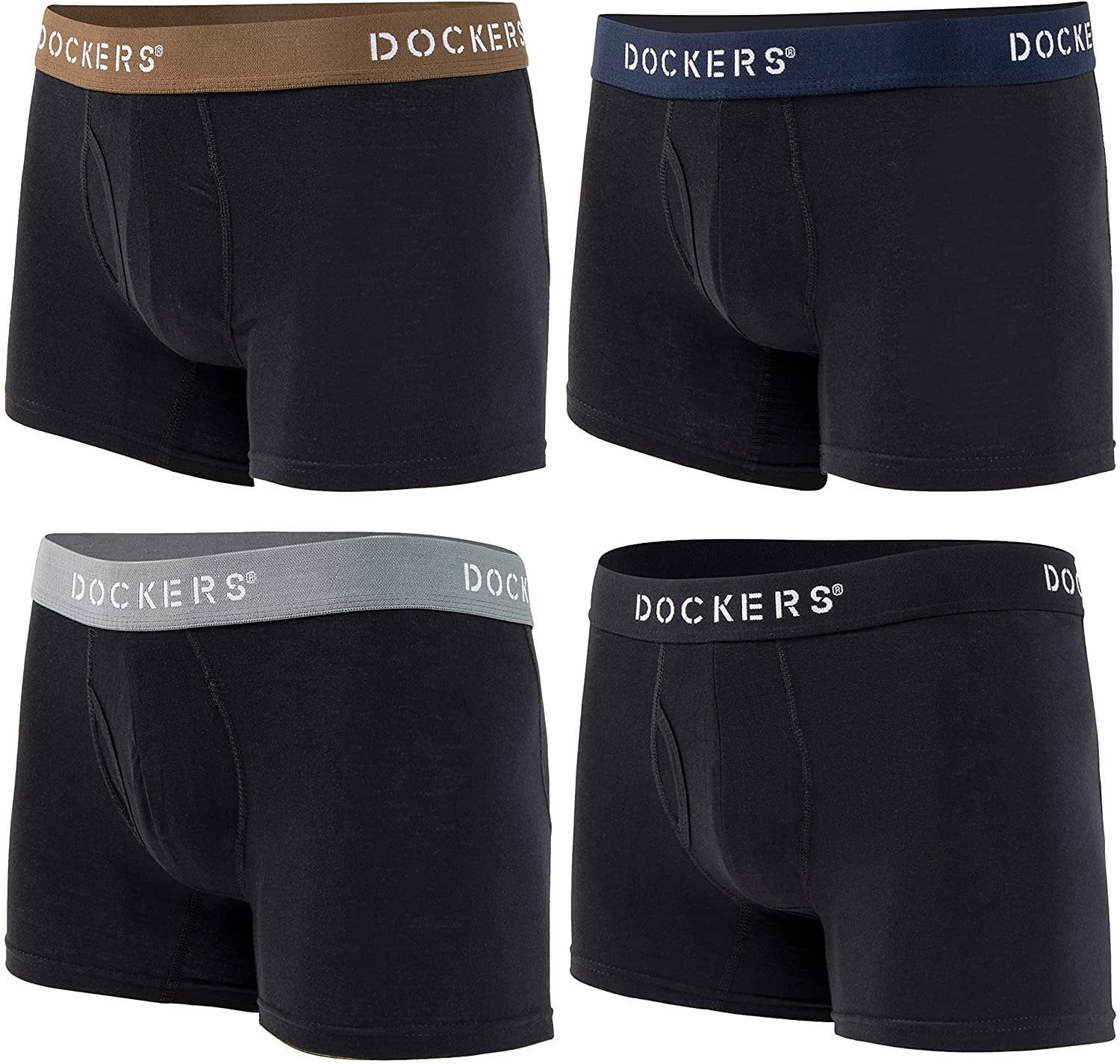 Dockers Men’s Cotton Stretch Boxer Briefs – 4-Pack Comfort & Support ...