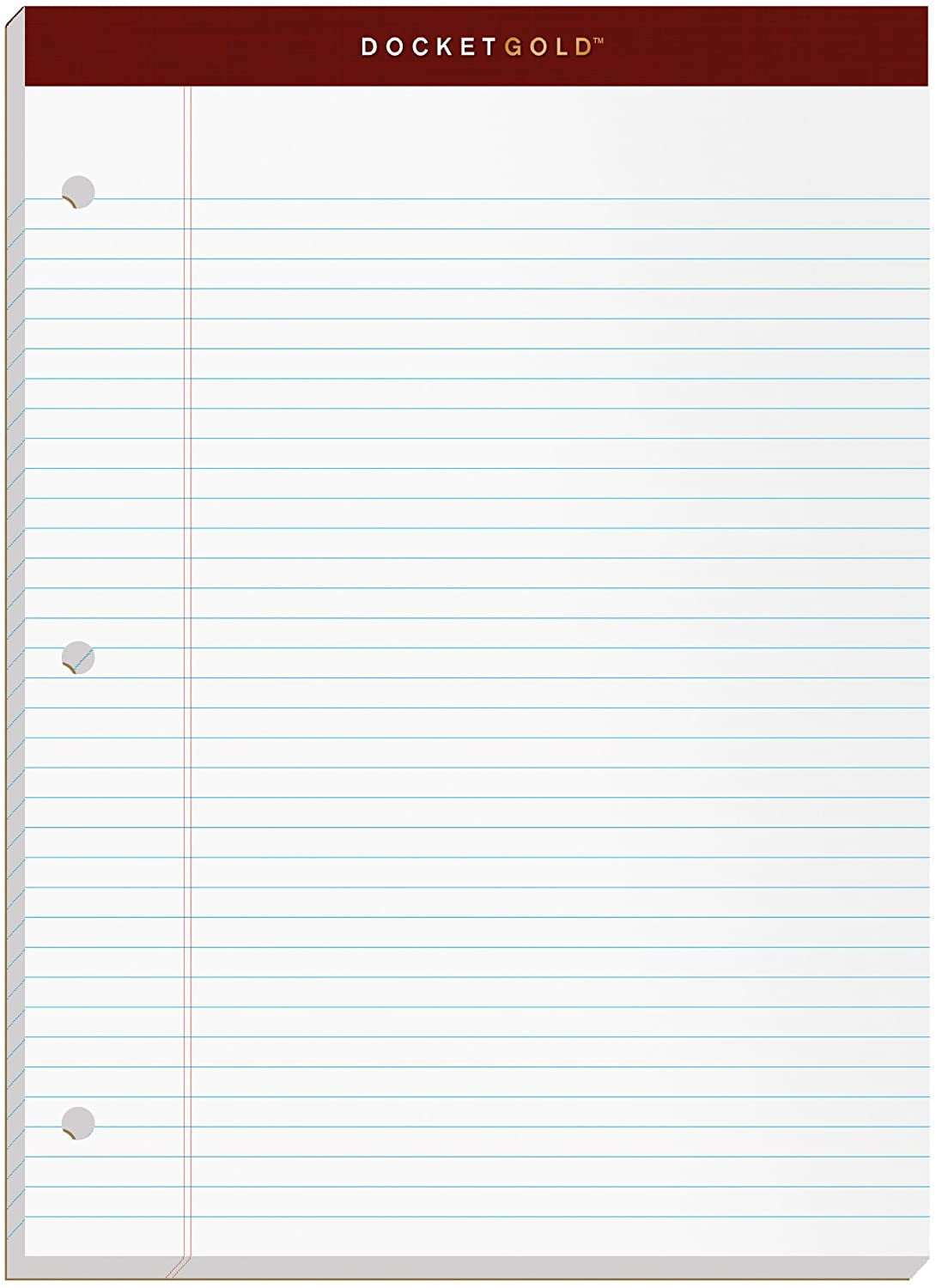 Docket Gold Writing Pads, 8-1/2" x 11-3/4", Narrow Rule, 3-Hole Punched ...