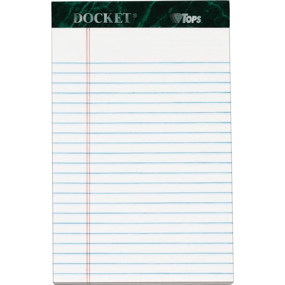 Perforated Ruled Writing Pads, Wide/legal Rule, Red Headband, 50 White ...