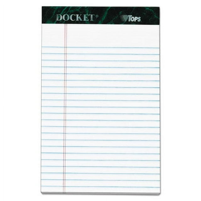 "Docket Ruled Perforated Pads, Narrow Rule, 50 White 5 X 8 Sheets, 6 ...