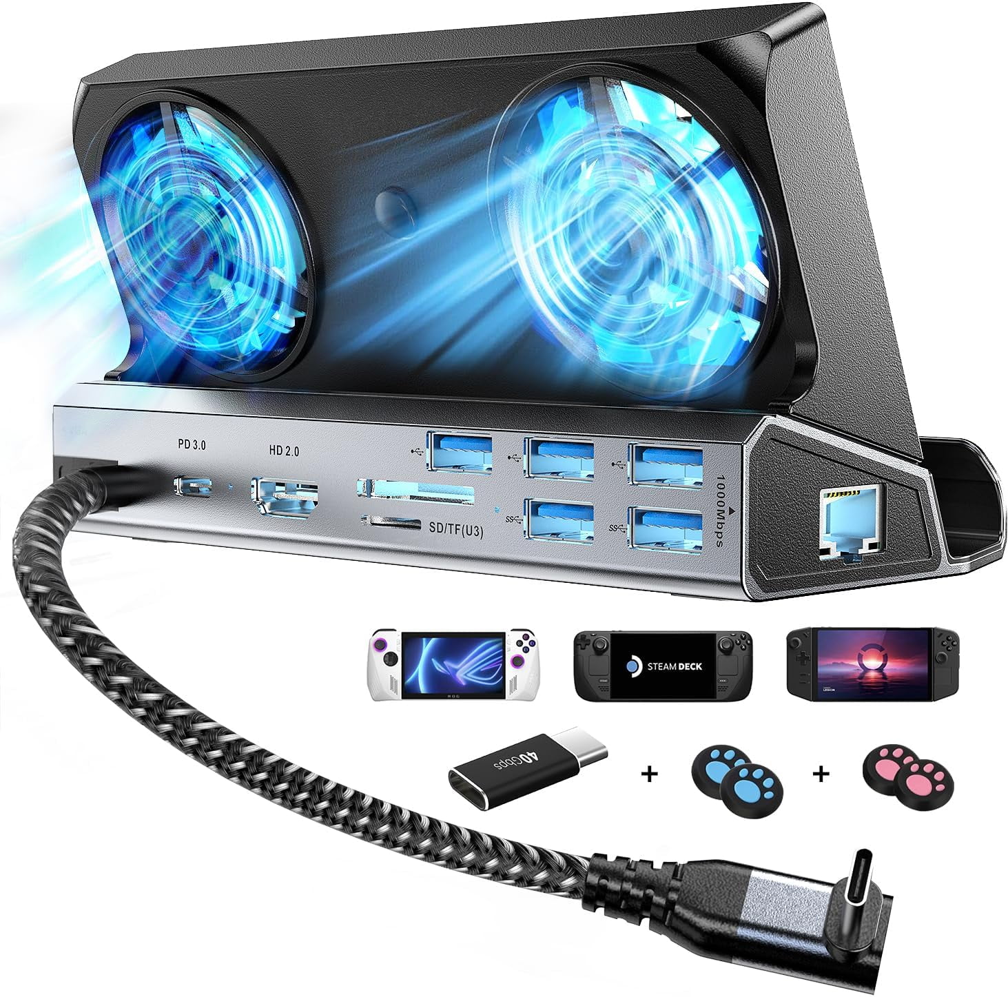 Docking Station 4K 60Hz Dock Stand PD 100W RJ45 for ROG Ally Game (10 ...