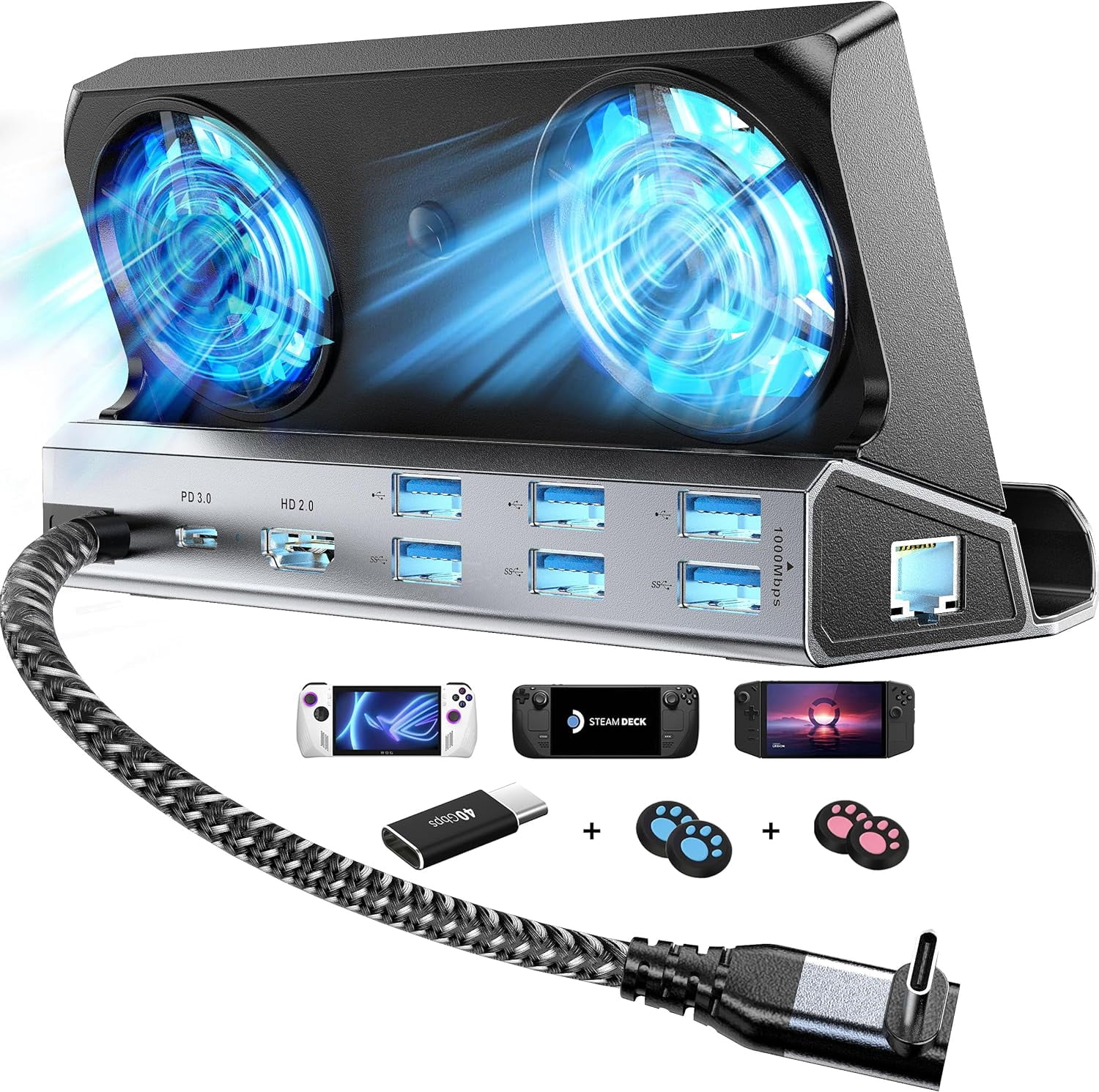 Docking Station 4K 60Hz Dock Stand PD 100W RJ45 for ROG Ally Game (9 in ...
