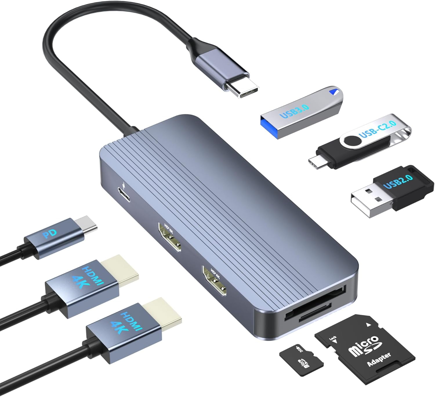 Docking Station Dual Monitor for /HP/Lenovo Laptop, Dual HDMI Adapter ...
