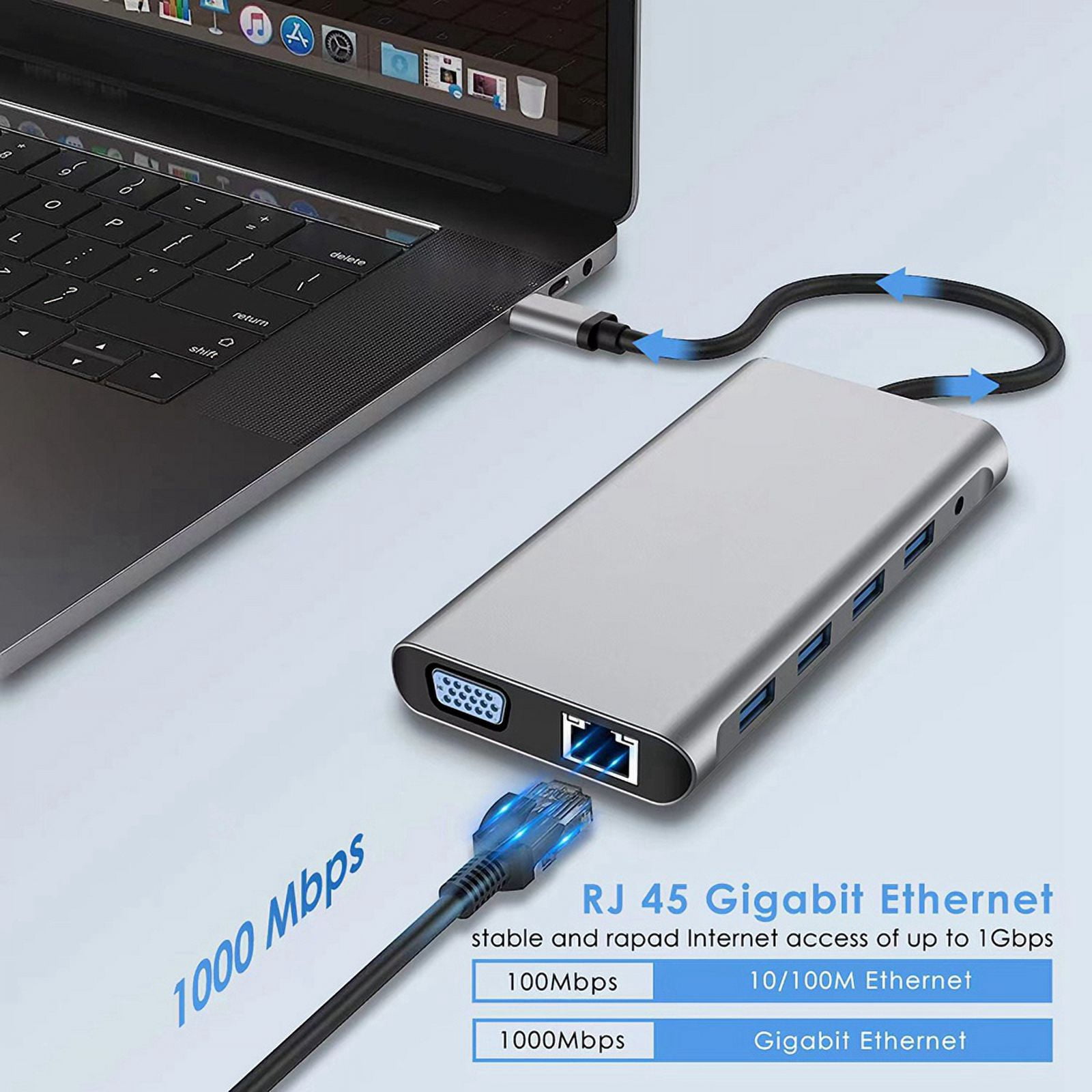 Docking Station USB Hub 12 in 1 4K 30Hz: -Compatible, USB 2.0, USB 3.0 ...