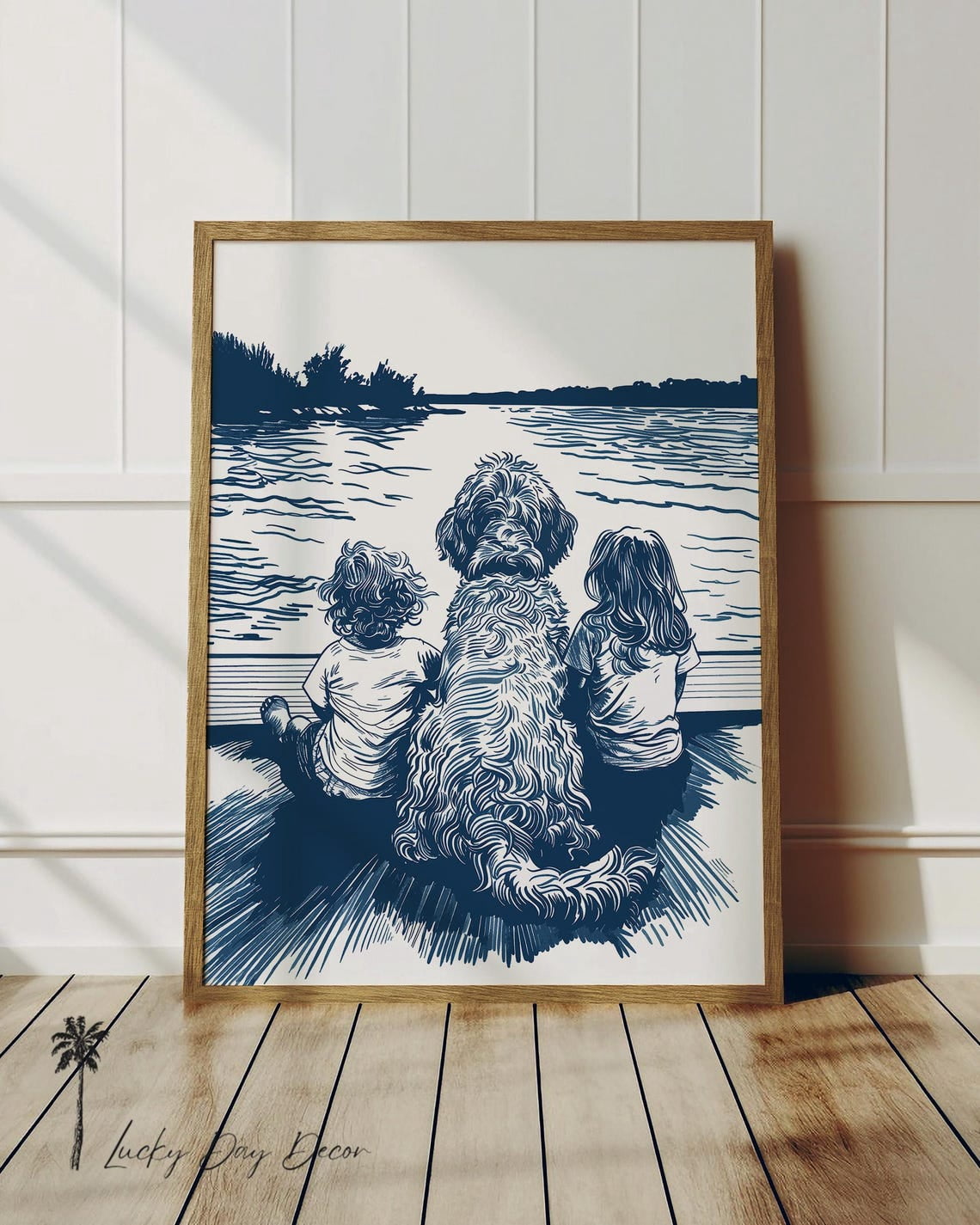 Dockside Doodle With Girls Fun Coastal Dog Cute Nursery Room Summertime ...