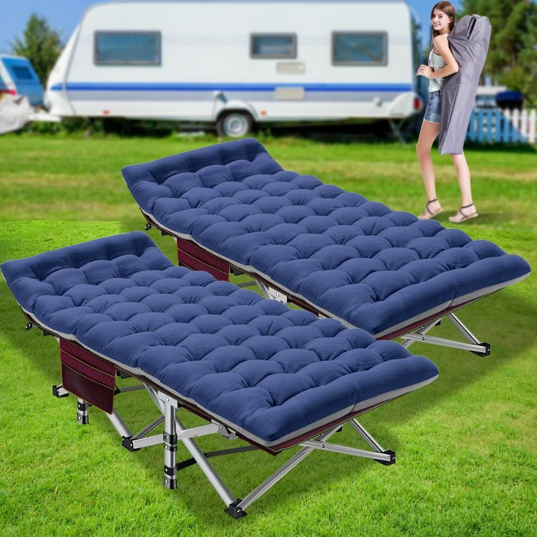 Docred 2Pack Heavy Duty Folding Camping Cot with Carry Bag & 2-Sided ...