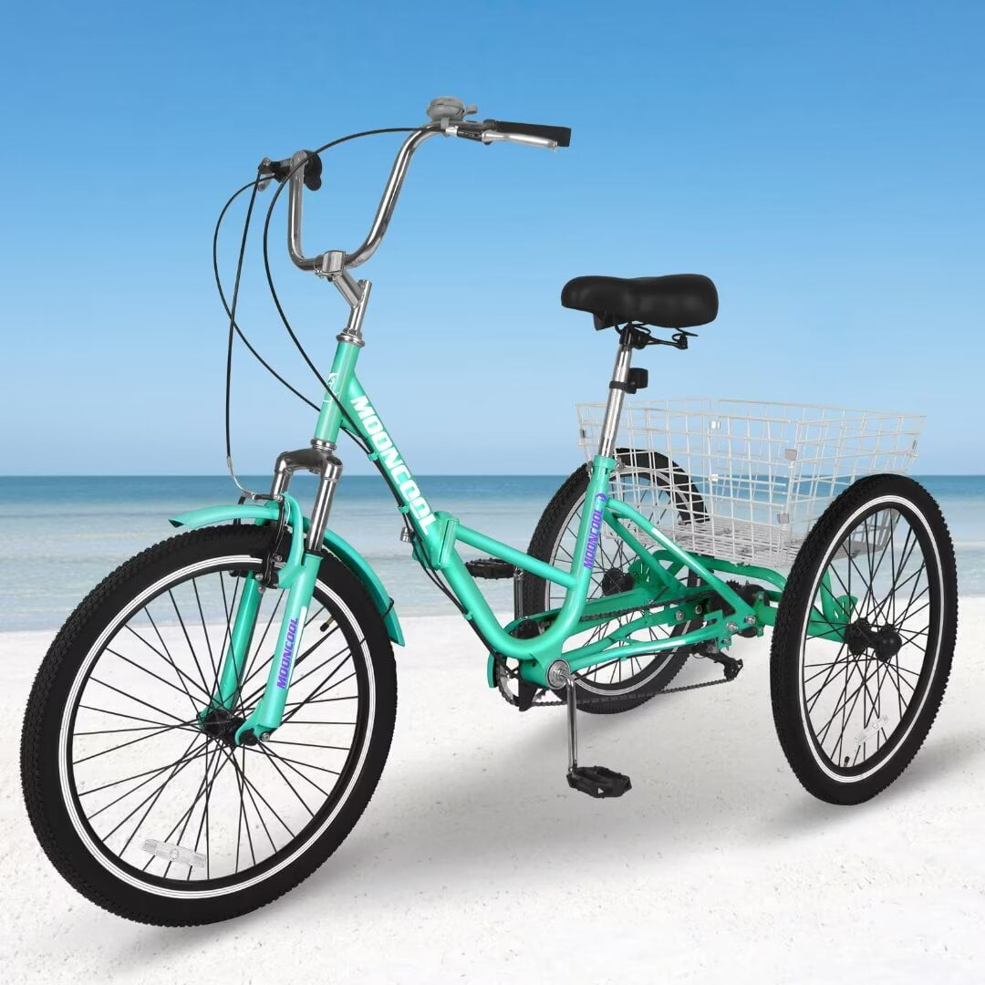 Docred Adult Folding Tricycles Folding Bikes, 7 Speed 24Inch 3 Wheel ...