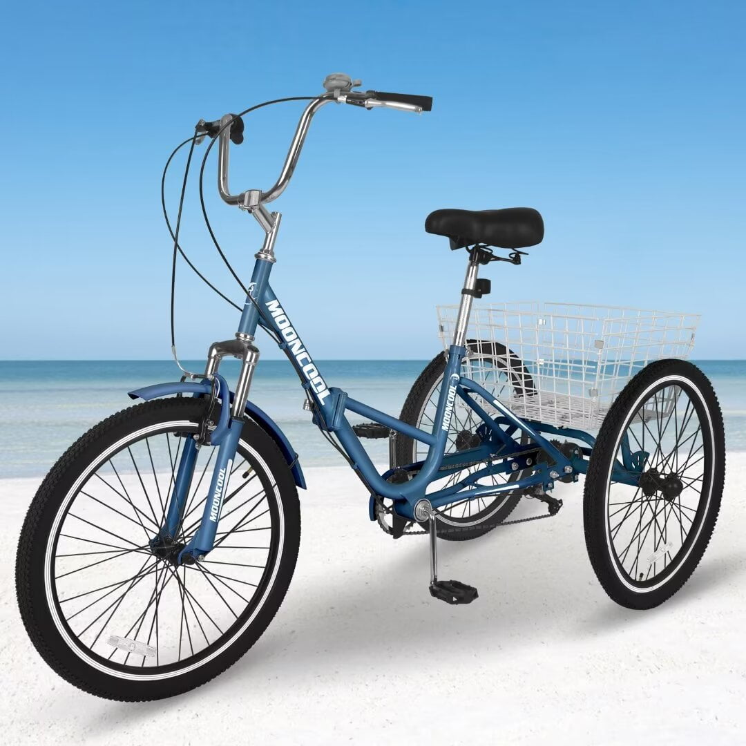 Docred Adult Folding Tricycles Folding Bikes, 7 Speed 24Inch 3 Wheel Adult Trikes Cruiser Bike ...