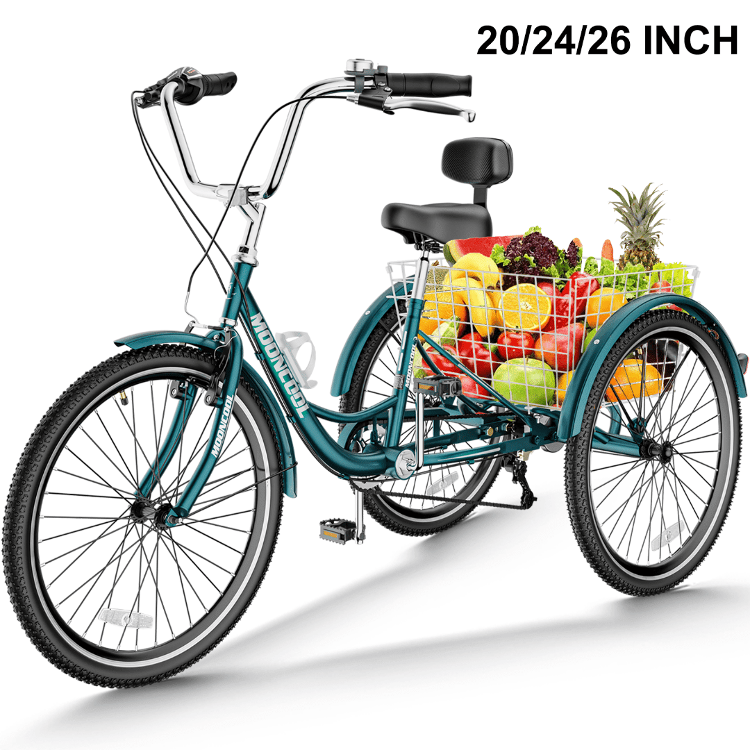 Docred Adult Tricycle 7 Speed 26 Inch Three Wheel Bike Cruiser Trike ...