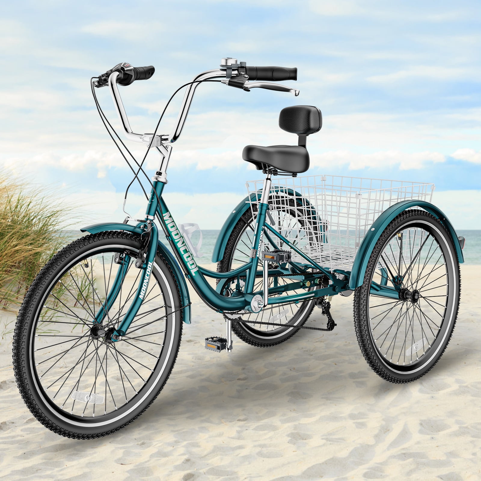 Docred Adult Tricycles 7 Speed 26 Inch Three Wheel Bike Cruiser Trike ...