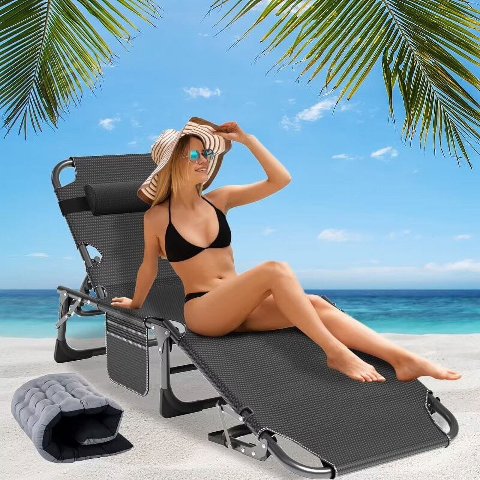 Docred Portable Folding Recliner, 5-Position Adjustable Camping Cot for Adults & Kids, Beach ...