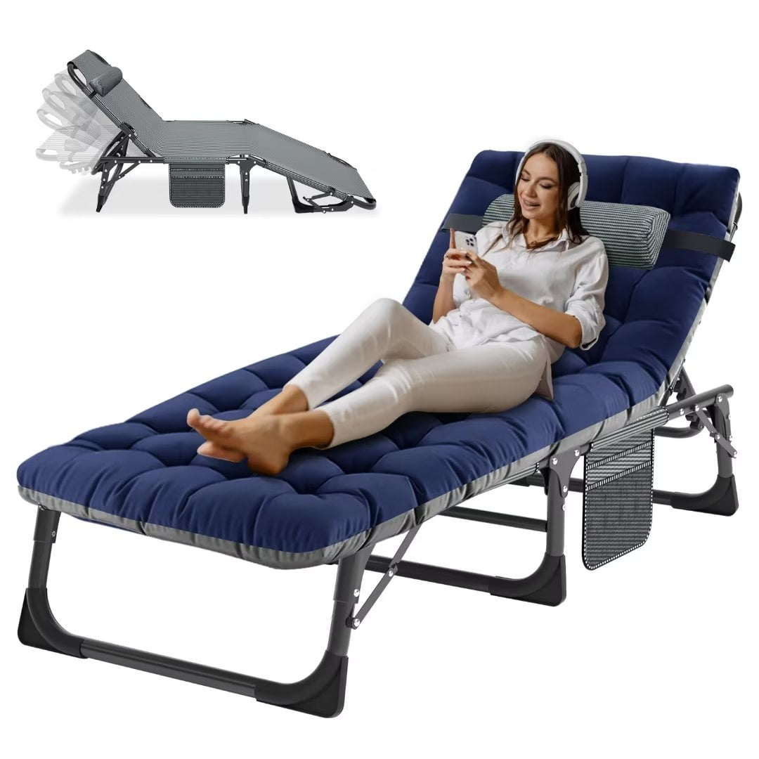 Docred Comfortable Foldable Chair, 4-Position Adjustable Sleeping Cot ...