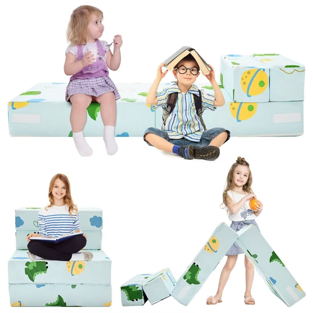 Docred Kids Sofa, 4 in 1 Flip Open Couch w/Super Soft Removable Bamboo ...