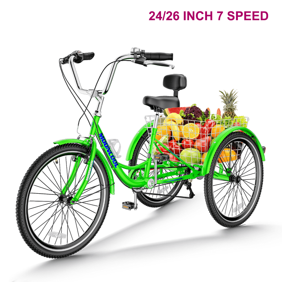 Docred Adult Tricycle 24/26inch 3 Wheel Bike, 7 Speed Cruise Trike with ...