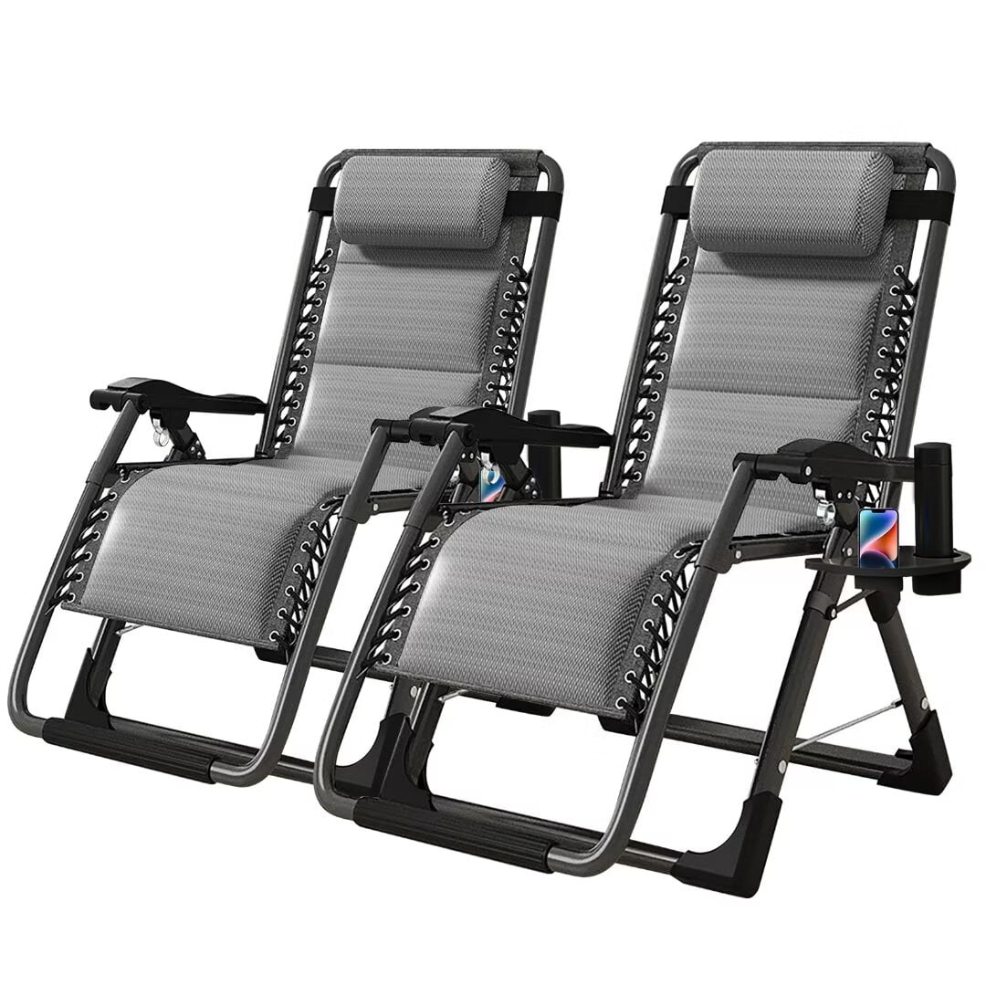 Docred Zero Gravity Chair set of 2, Lawn Recliner Folding Chaise Lounge ...