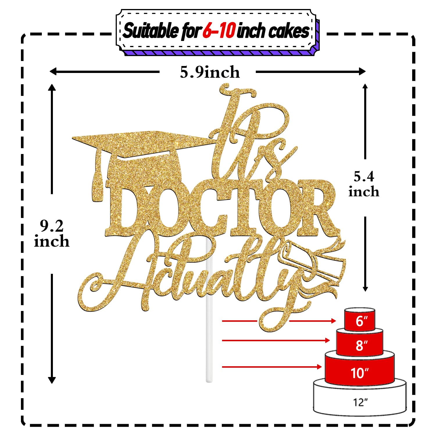 It's Doctor Actually AJH3 Cake Topper, Congrats Doctoral Degree/PHD ...