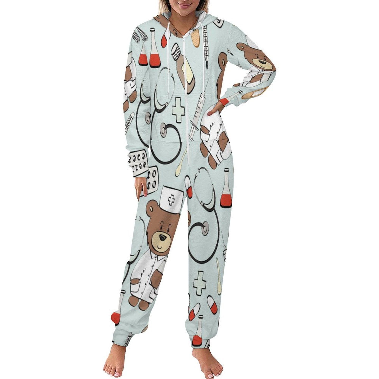 Doctor Bear Hospital Plush Jumpsuits Pajamas Men Women Plush Pajamas ...