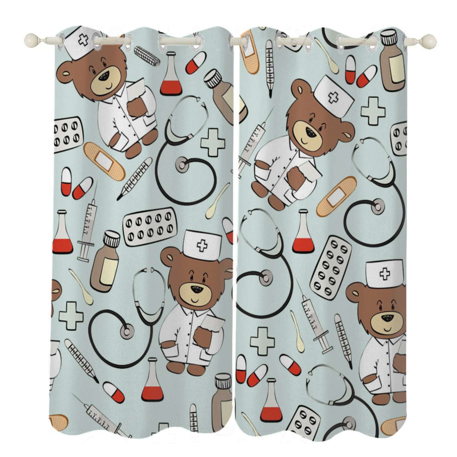 Doctor Bear Hospital Sunshade Curtains Home Bedroom Living Room Dining ...